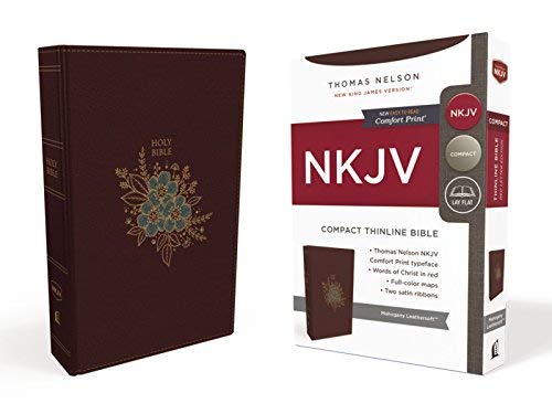 NKJV Compact Thinline Bible (6163BRG, Mahogany Leathersoft) by Thomas ...