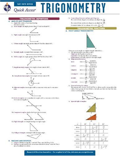 Trigonometry: REA's Quick Access Reference Chart (Quick Access Reference Charts) by Research ...