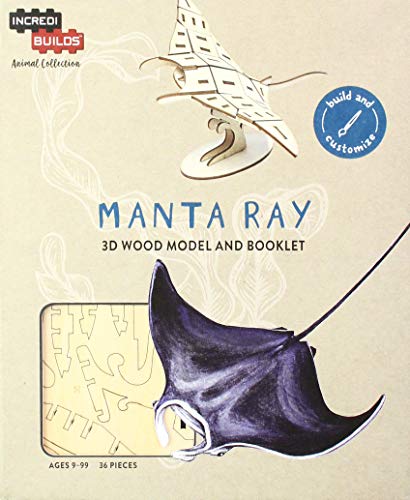 Manta Ray 3D Wood Model and Booklet (IncrediBuilds, Animal Colection ...